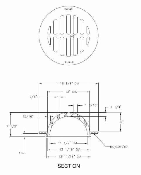 6112-O - 19" Diameter 6" Tall Beehive Grate fits Over 12" Pipe by ...